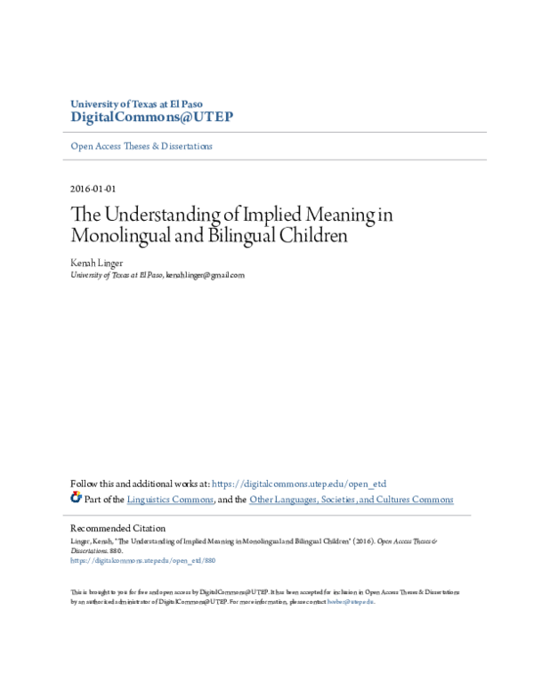 (PDF) The understanding of implied meaning in monolingual and bilingual ...