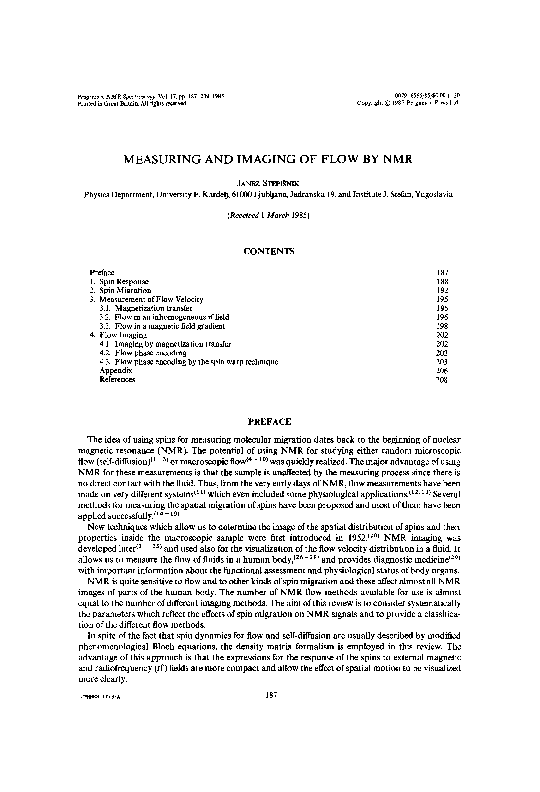 (PDF) Measuring and imaging of flow by NMR