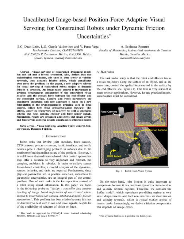 (PDF) Uncalibrated image-based position-force adaptive visual servoing for constrained robots ...