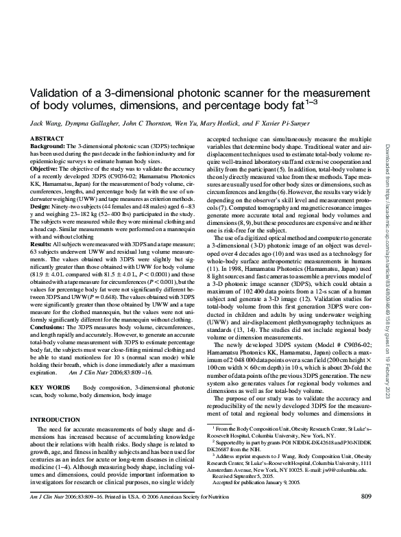 (PDF) Validation of a 3-dimensional photonic scanner for the ...