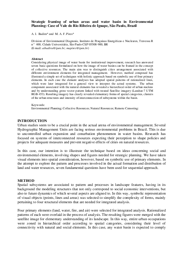 (PDF) Strategic framing of urban areas and water basin in Environmental ...