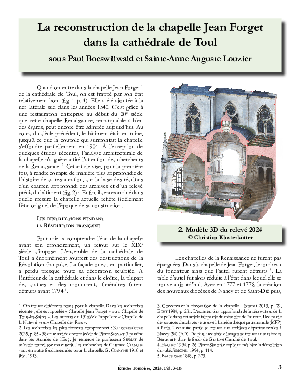 (PDF) La reconstruction de la chapelle Jean Forget dans la cathédrale ...