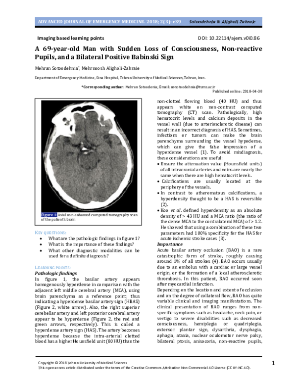 (PDF) A 69-year-old Man with Sudden Loss of Consciousness, Non-reactive ...