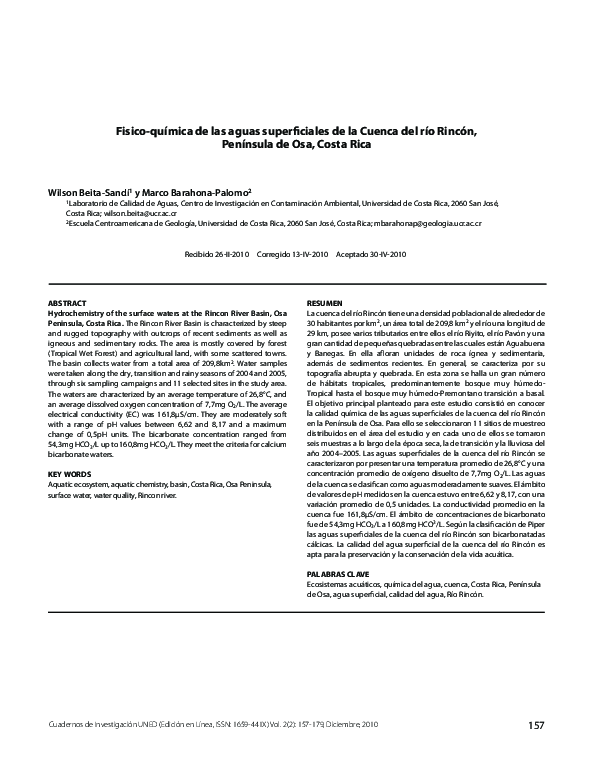 (PDF) Hydrochemistry of the surface waters at the Rincon River Basin ...