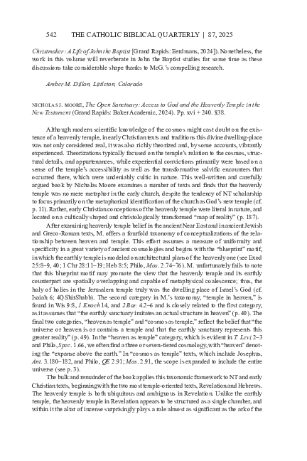 (PDF) Review of Nicholas J. Moore, The Open Sanctuary: Access to God ...