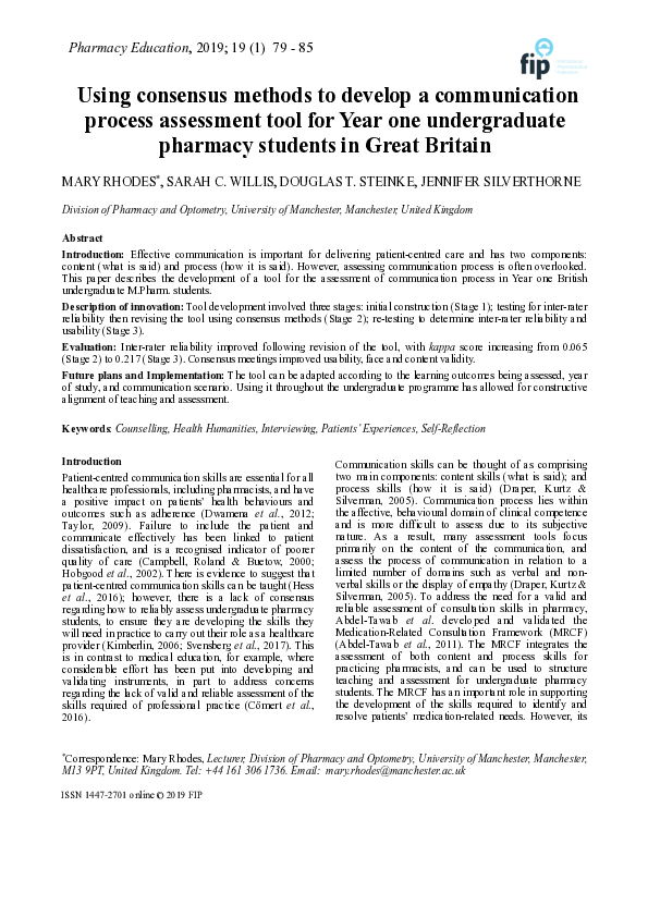 (PDF) Using consensus methods to develop a communication process ...