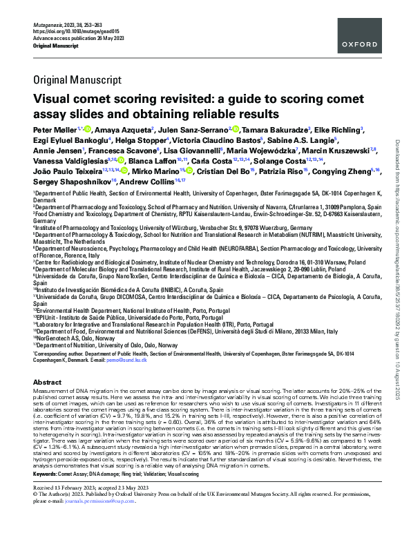 (PDF) Visual comet scoring revisited: a guide to scoring comet assay ...