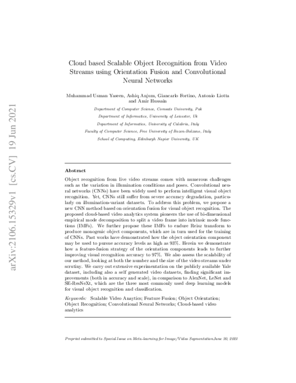 (PDF) Cloud based scalable object recognition from video streams using ...