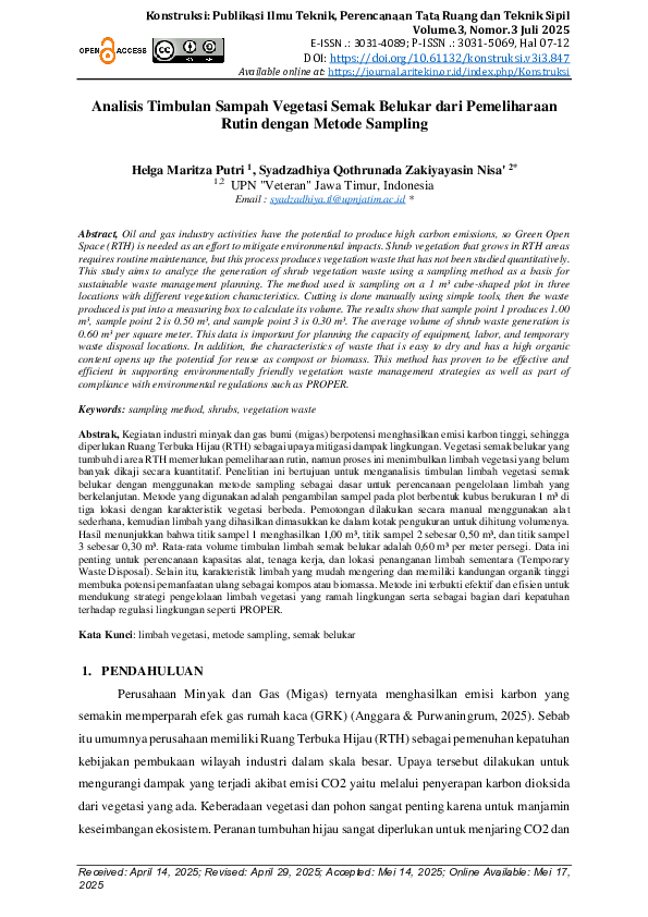 (PDF) Analisis Timbulan Sampah Vegetasi Semak Belukar dari Pemeliharaan ...