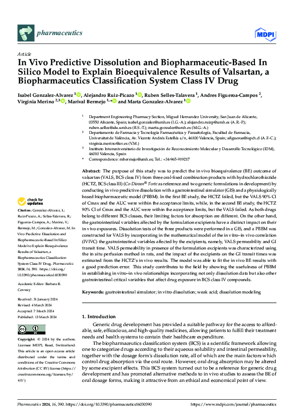 (PDF) In Vivo Predictive Dissolution and Biopharmaceutic-Based In ...