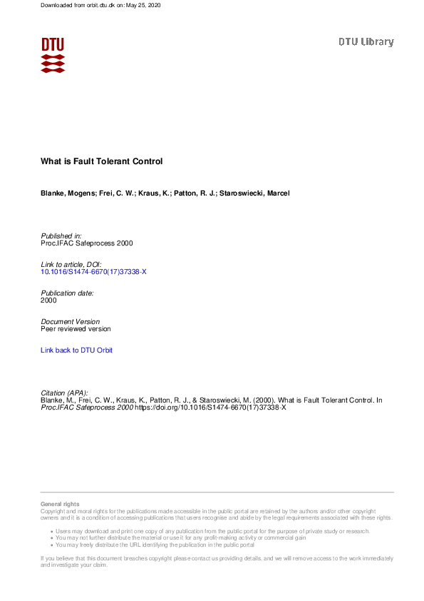 (PDF) What is Fault-Tolerant Control?