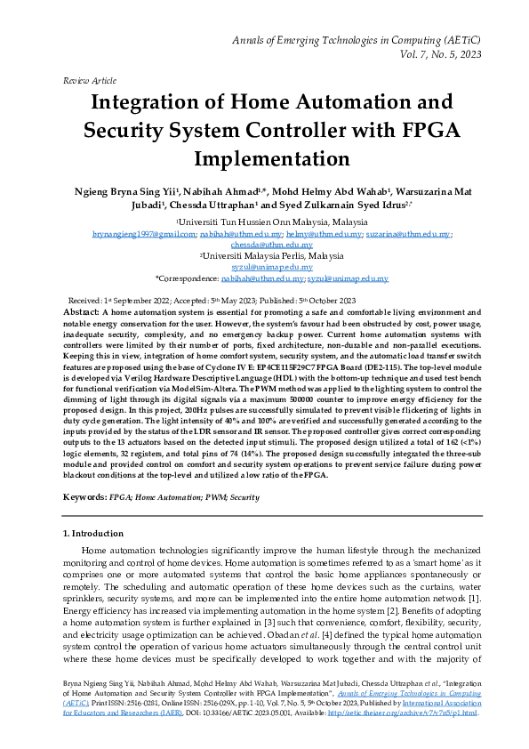 (PDF) Integration of Home Automation and Security System Controller ...