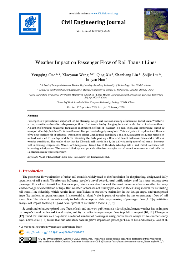 (PDF) Weather Impact on Passenger Flow of Rail Transit Lines