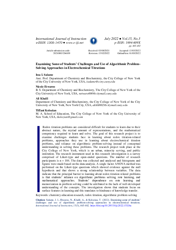 (PDF) Examining Some of Students’ Challenges and Use of Algorithmic ...
