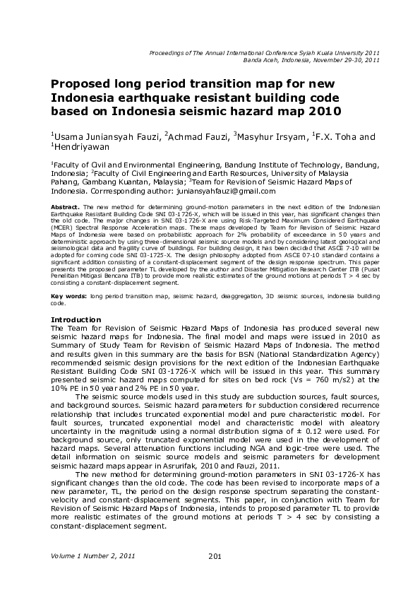 (PDF) Proposed long period transition map for new Indonesia earthquake ...