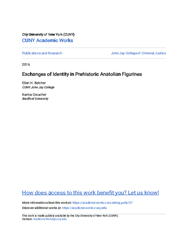 (PDF) Exchanges of Identity in Prehistoric Anatolian Figurines