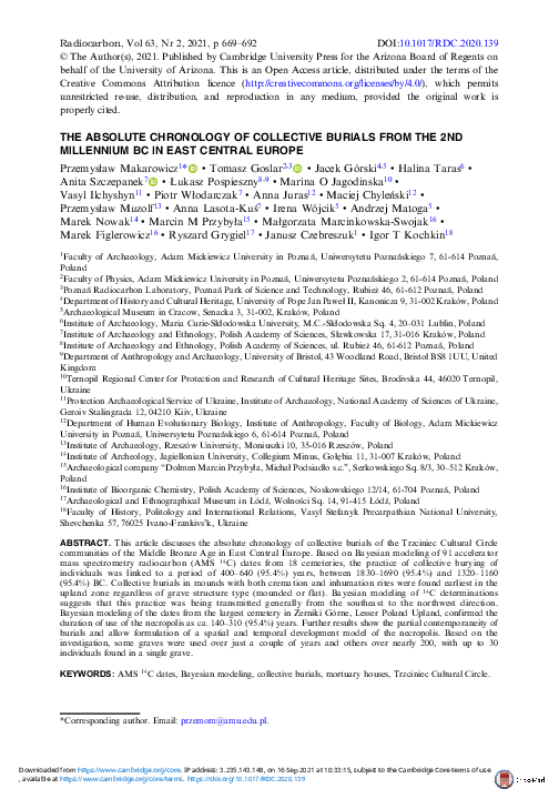 (PDF) The Absolute Chronology of Collective Burials from the 2ND ...
