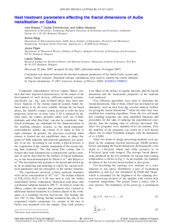 (PDF) Heat treatment parameters effecting the fractal dimensions of ...