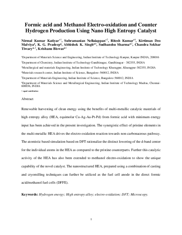 (PDF) Formic acid and methanol electro-oxidation and counter hydrogen ...