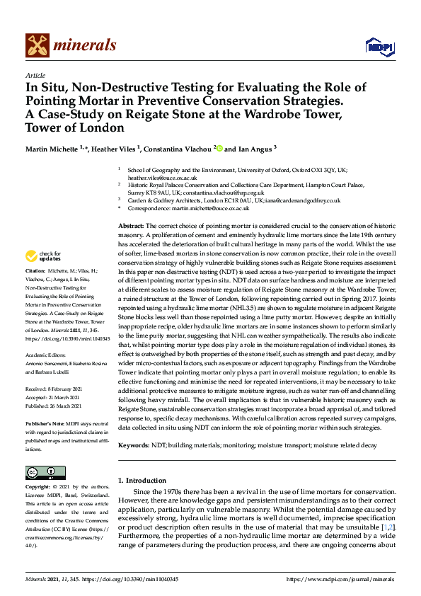 (PDF) In Situ, Non-Destructive Testing for Evaluating the Role of ...