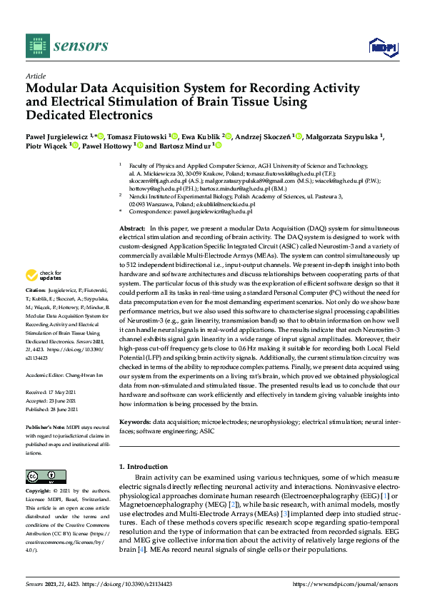 (PDF) Modular Data Acquisition System for Recording Activity and Electrical Stimulation of Brain ...