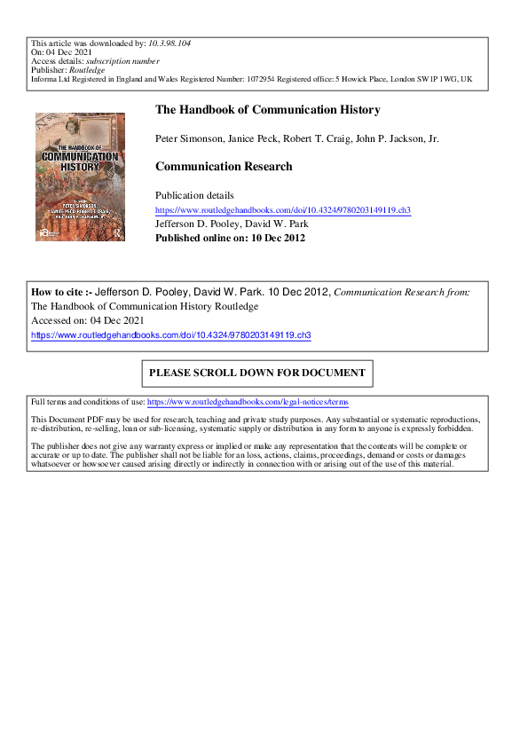 (PDF) The Handbook of Communication History