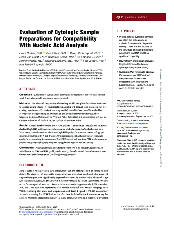 (PDF) Evaluation of Cytologic Sample Preparations for Compatibility With Nucleic Acid Analysis