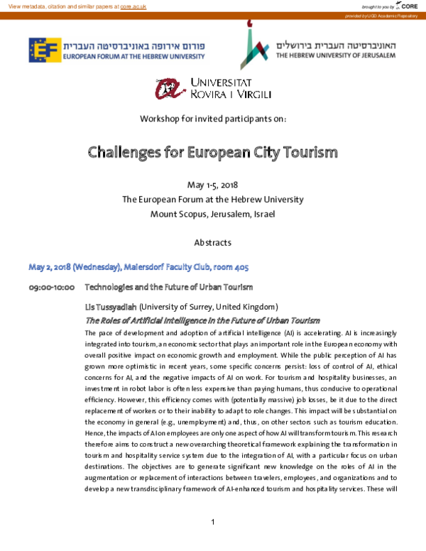 (PDF) Developing the Jewish Heritage Tourism Product in European Cities