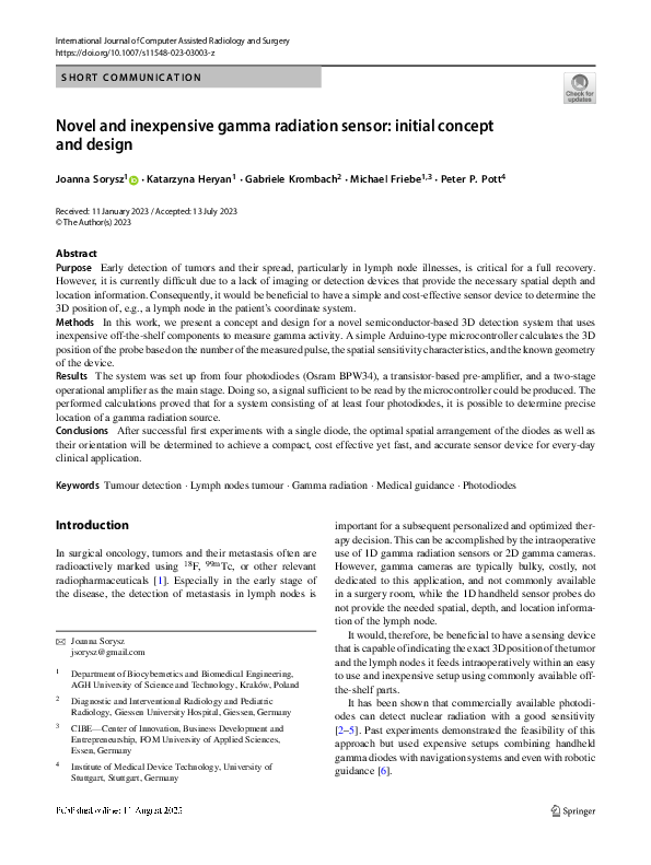 (PDF) Novel and inexpensive gamma radiation sensor: initial concept and ...