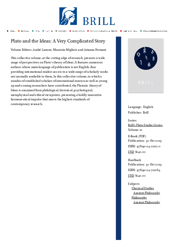 (PDF) Plato and the Ideas: A Very Complicated Story