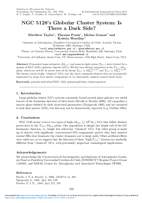 (PDF) NGC 5128's Globular Cluster System: Is There a Dark Side?