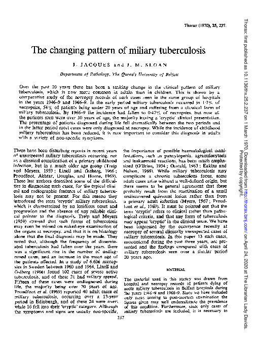 (PDF) The changing pattern of miliary tuberculosis