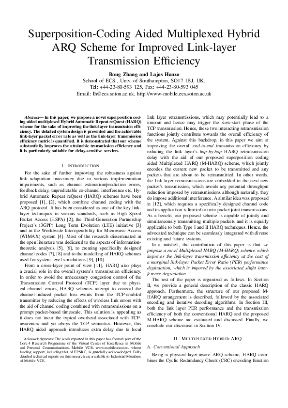 (PDF) Superposition-Coding Aided Multiplexed Hybrid ARQ Scheme for ...