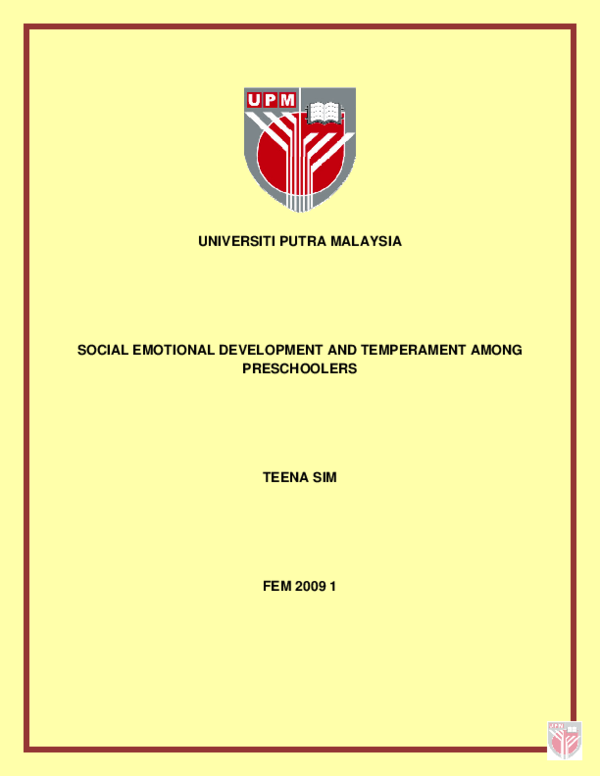 (PDF) Social Emotional Development and Temperament among Preschoolers