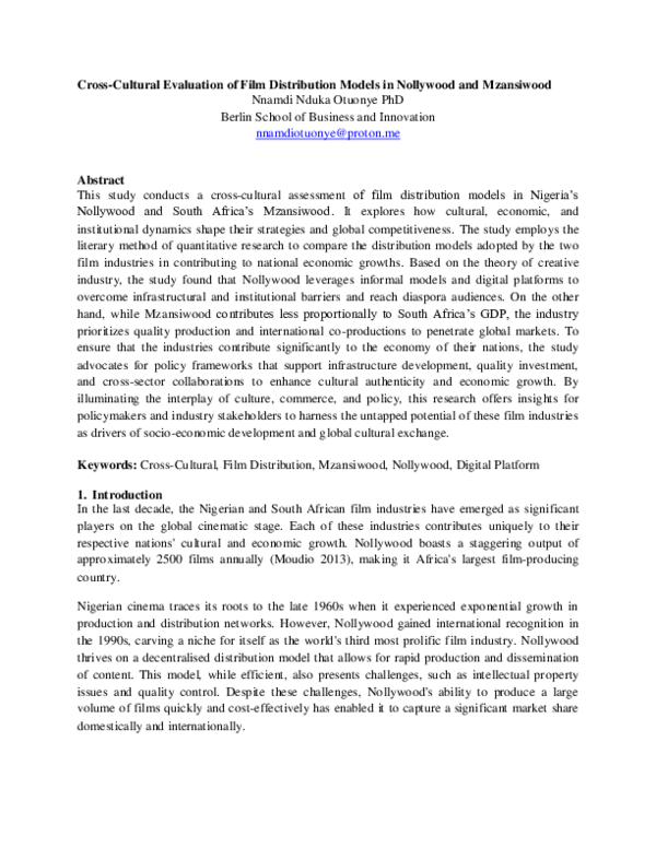 (PDF) Cross-Cultural Evaluation of Film Distribution Models in ...
