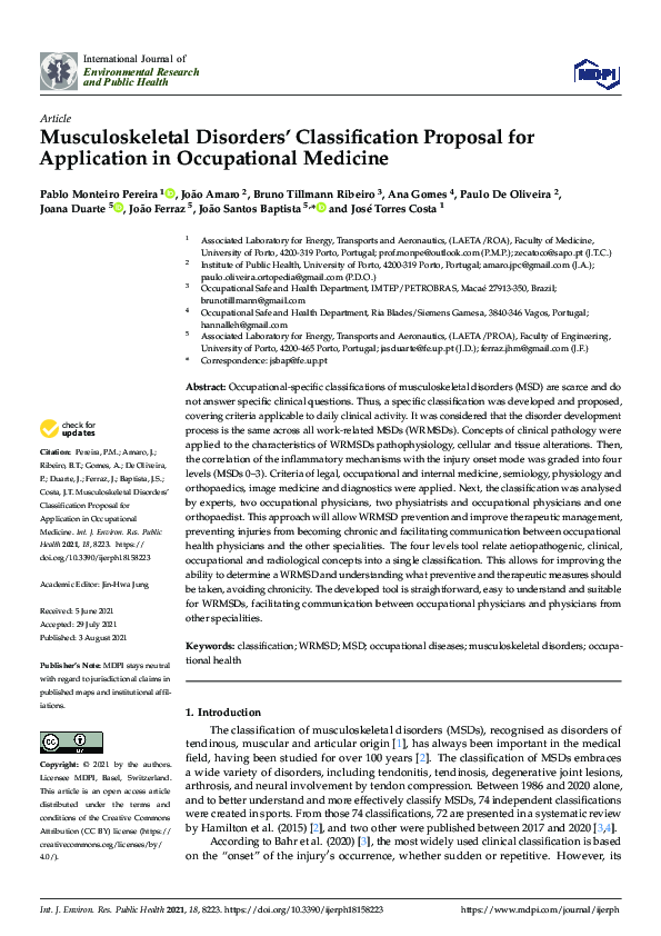 (PDF) Musculoskeletal Disorders’ Classification Proposal for ...