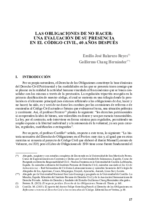 (PDF) Emilio José Balarezo Reyes Guillermo Chang Hernández OBLIGACIONES ...