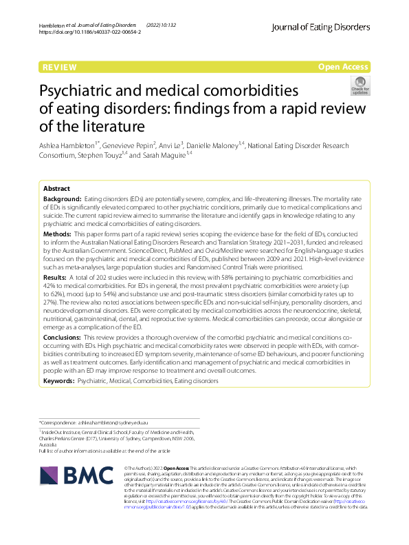 (PDF) Psychiatric and medical comorbidities of eating disorders ...