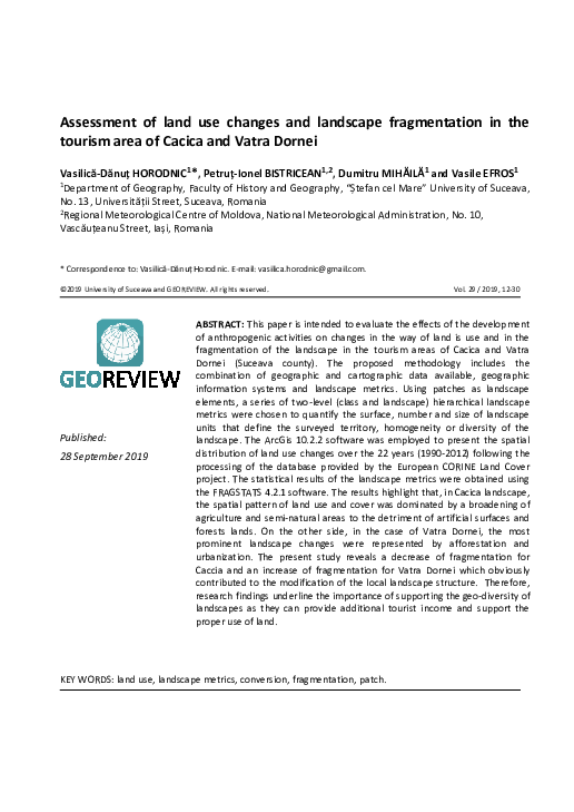 (PDF) Assessment of land use changes and landscape fragmentation in the ...