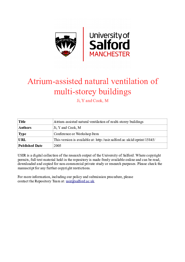 (PDF) Atrium-assisted natural ventilation of multi-storey buildings
