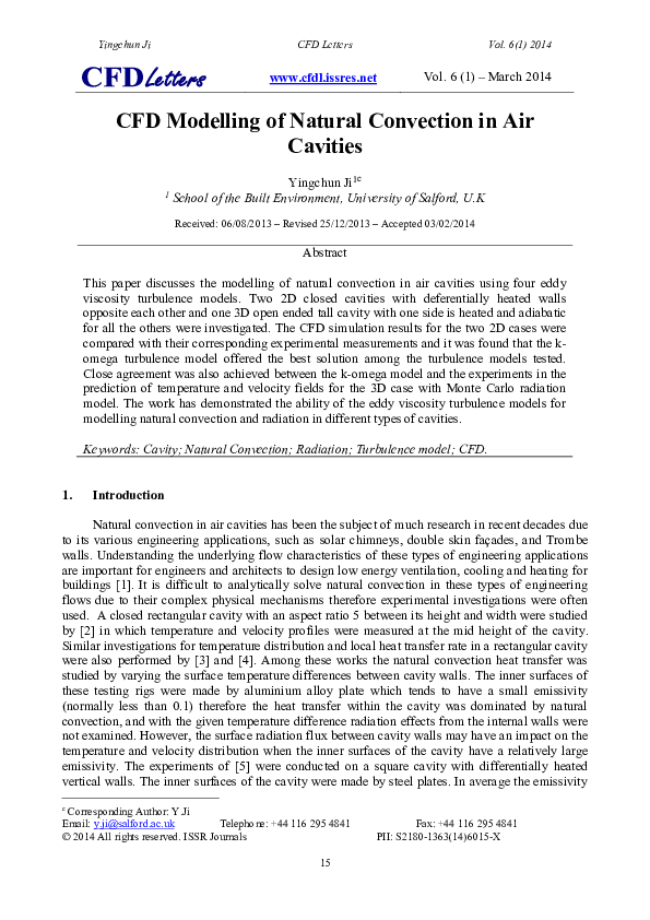 (PDF) CFD modelling of natural convection in air cavities