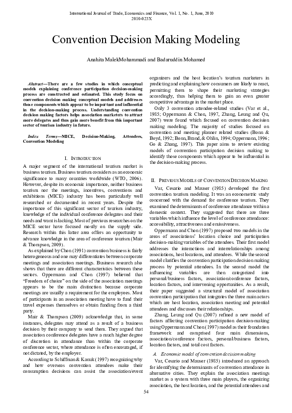 (PDF) Convention Decision Making Modeling