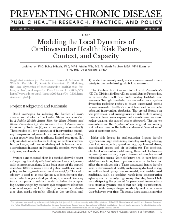 (PDF) Modeling the local dynamics of cardiovascular health: risk ...