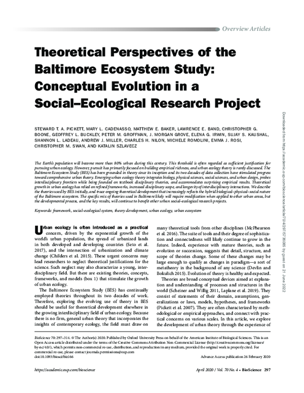 (PDF) Theoretical Perspectives of the Baltimore Ecosystem Study ...