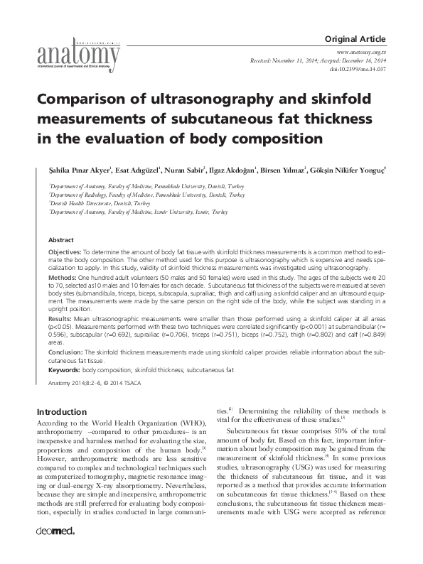 (PDF) Comparison of ultrasonography and skinfold measurements of ...