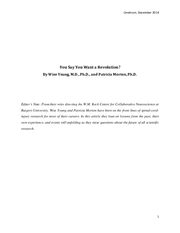 (PDF) You Say You Want a Revolution