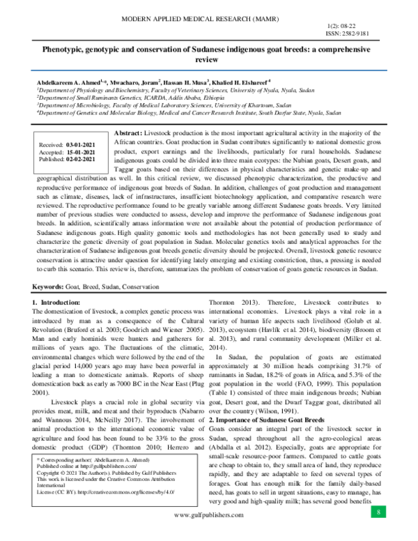 (PDF) Phenotypic, genotypic and conservation of Sudanese indigenous ...