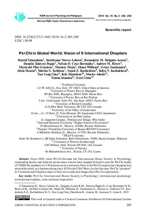 (PDF) Psi Chi in Global World: Vision of 9 International Chapters
