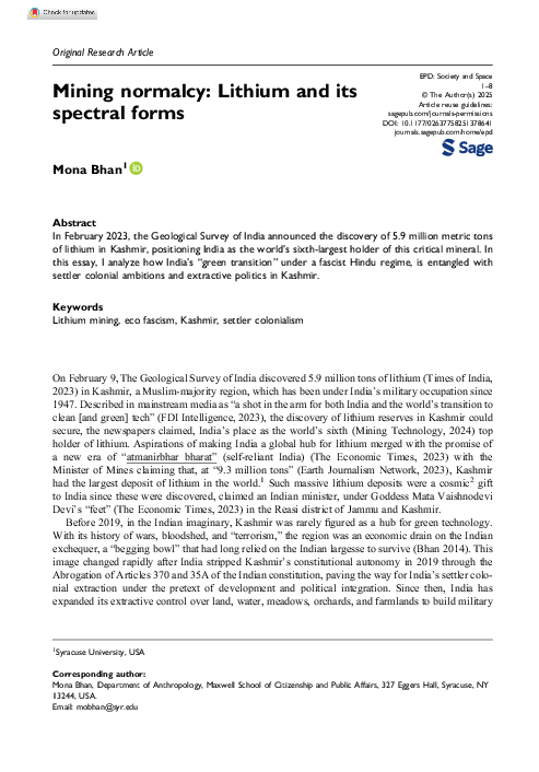 (PDF) Mining normalcy: Lithium and its spectral forms