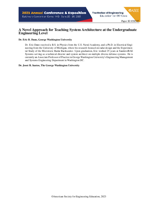 (PDF) A Novel Approach for Teaching System Architecture at the ...